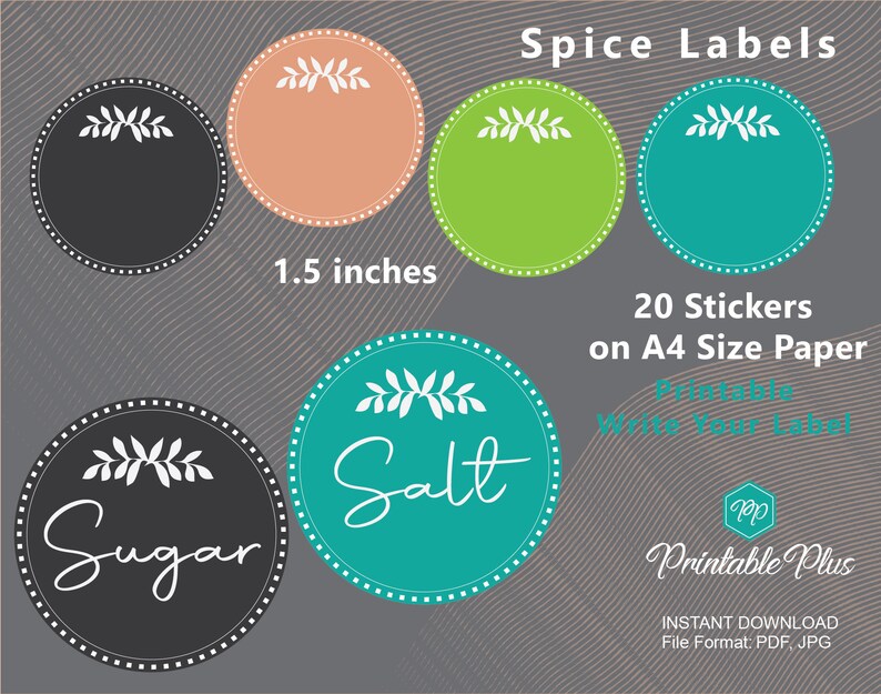 Spice Jar Labels - Printable Spice Jar Labels - Spice Bottle Labels ...