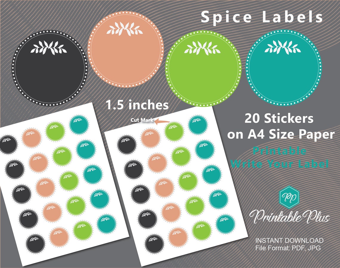Spice Jar Labels - Printable Spice Jar Labels - Spice Bottle Labels ...
