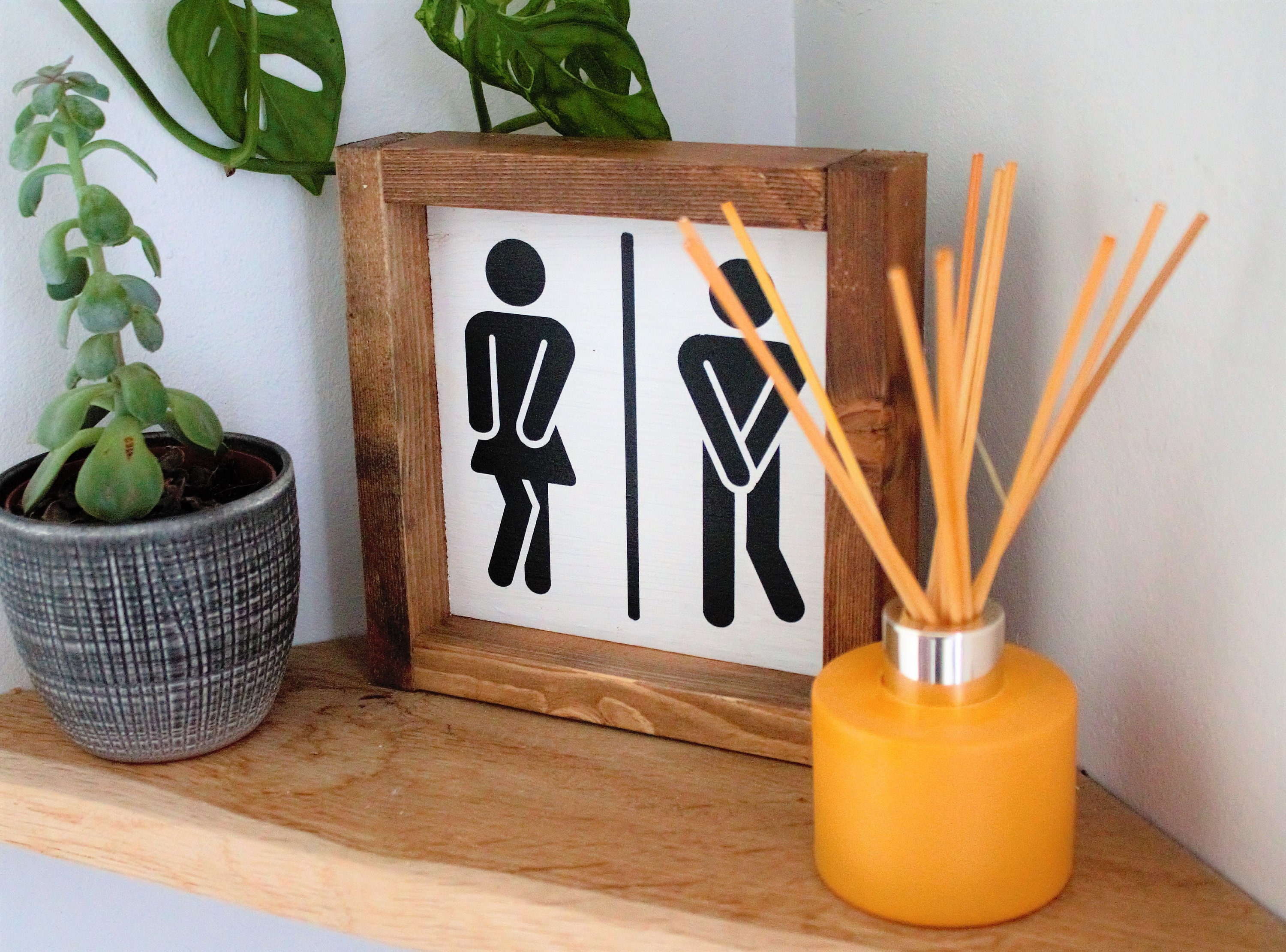 Bathroom Rustic Wood Sign Restroom Toilet Framed Wooden | Etsy