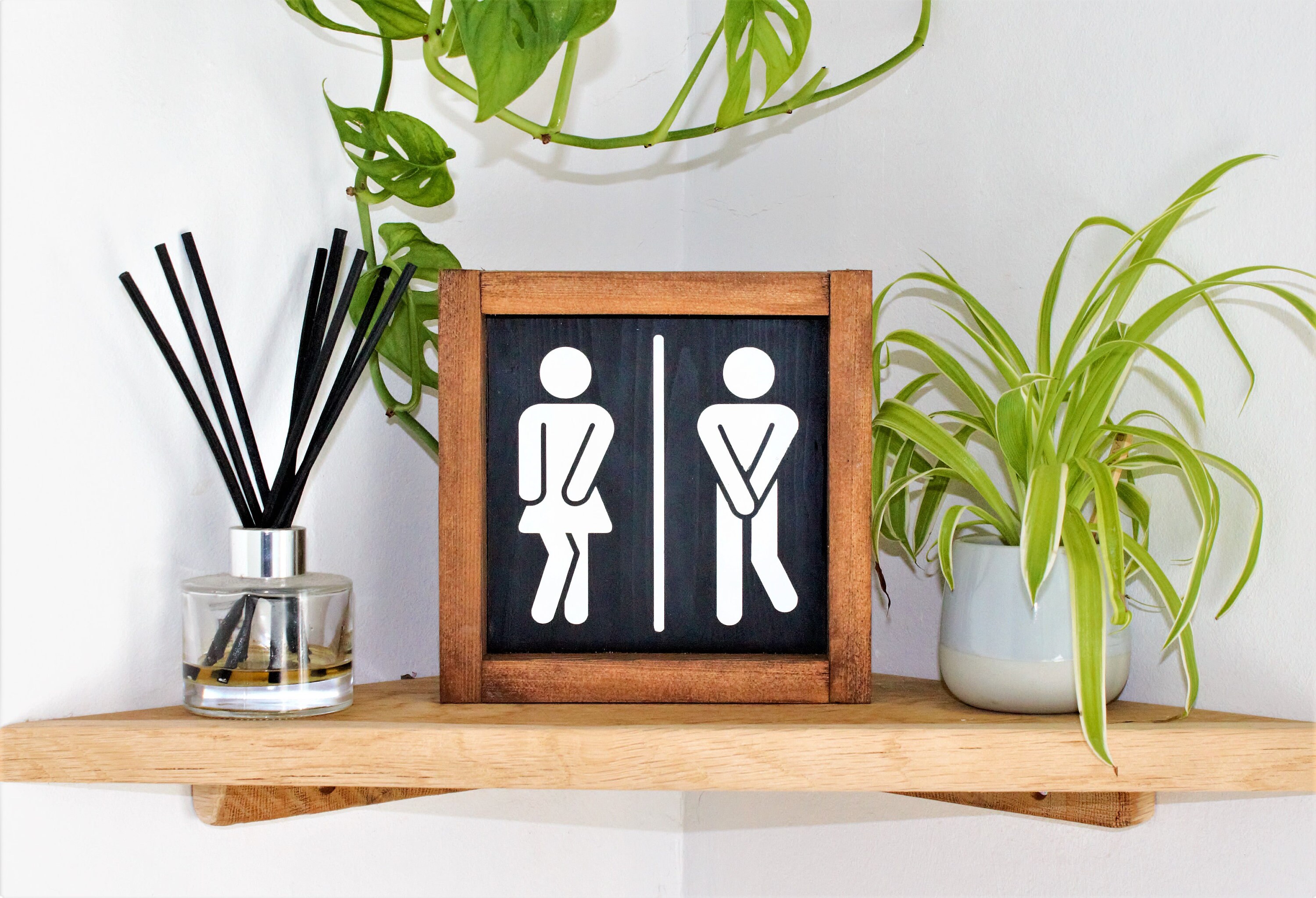 Bathroom Rustic Wood Sign Restroom Toilet Framed Wooden Sign | Etsy