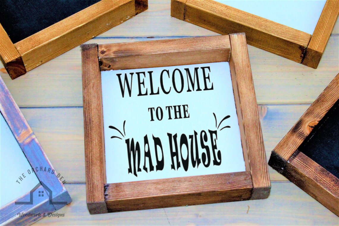Welcome to the mad house wood sign welcome home rustic wood - Etsy.de
