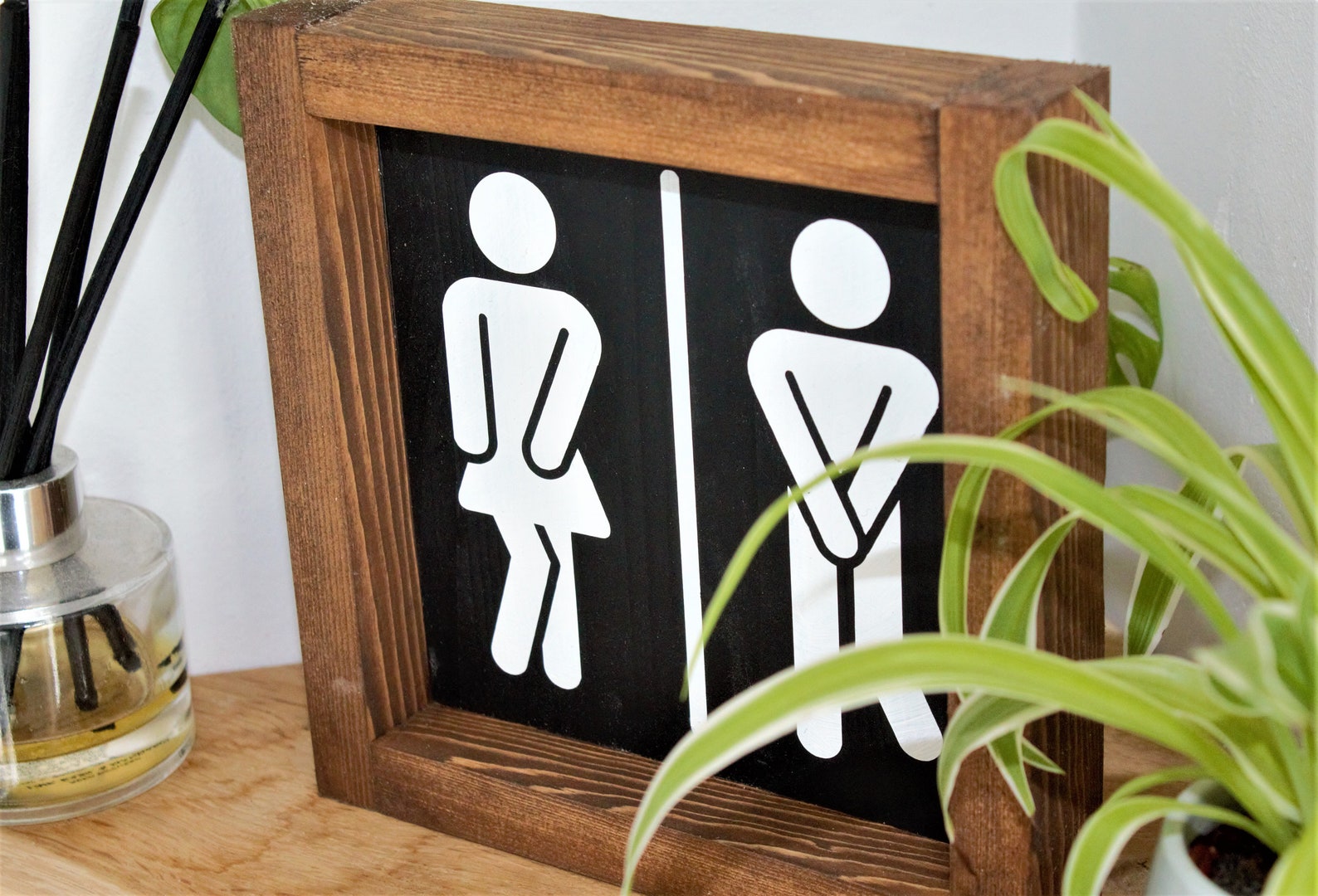 Bathroom Rustic Wood Sign Restroom Toilet Framed Wooden Sign | Etsy