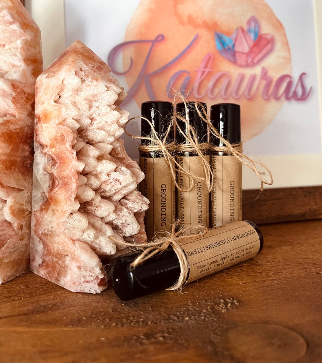 GROUNDING Essential Oil Roller Basil Patchouli Sandalwood Jojoba Reiki ...