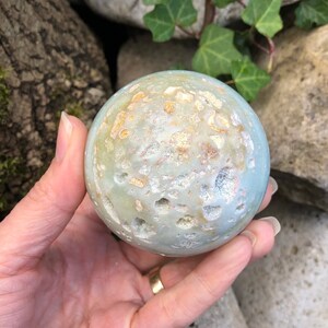 Large Caribbean Calcite Sphere 69mm Crystal Calcite Gemstone Healing ...