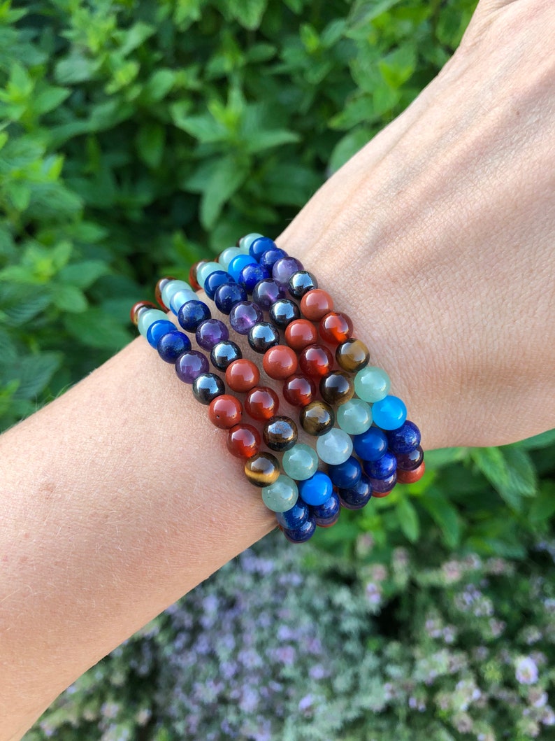 Genuine 7 Chakra Balancing Bracelet Reiki Healing Crystal - Etsy