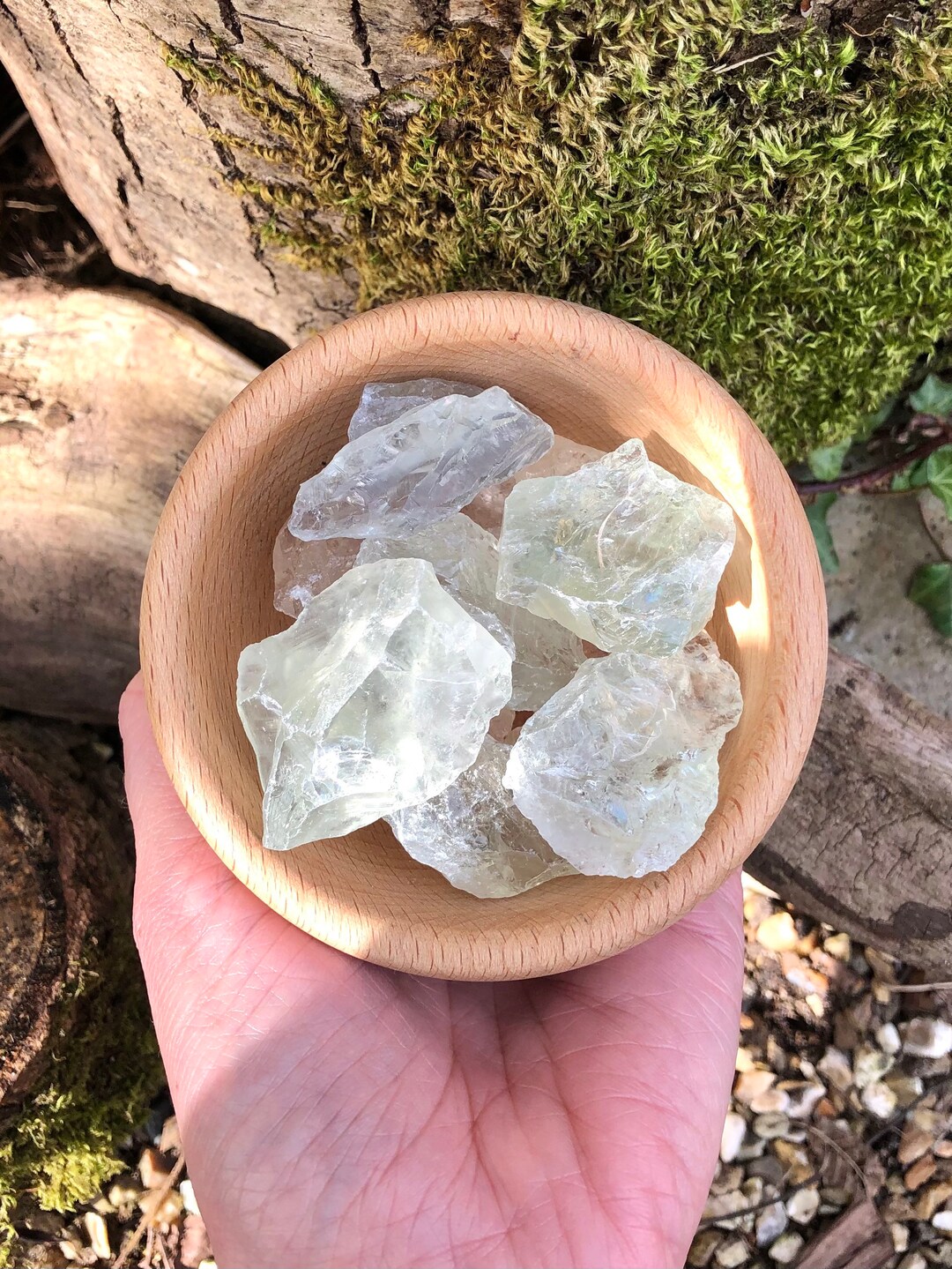 Roher grüner Amethyst Kristall Heilstein Edelstein Stein Krone Chakra ...