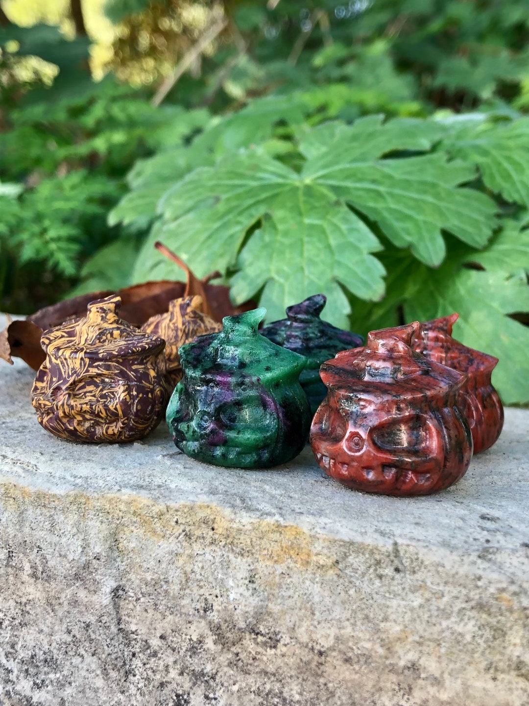 Crystal Pumpkin Wizard 25mm HALLOWEEN Gemstone Jasper Ruby Zoisite ...