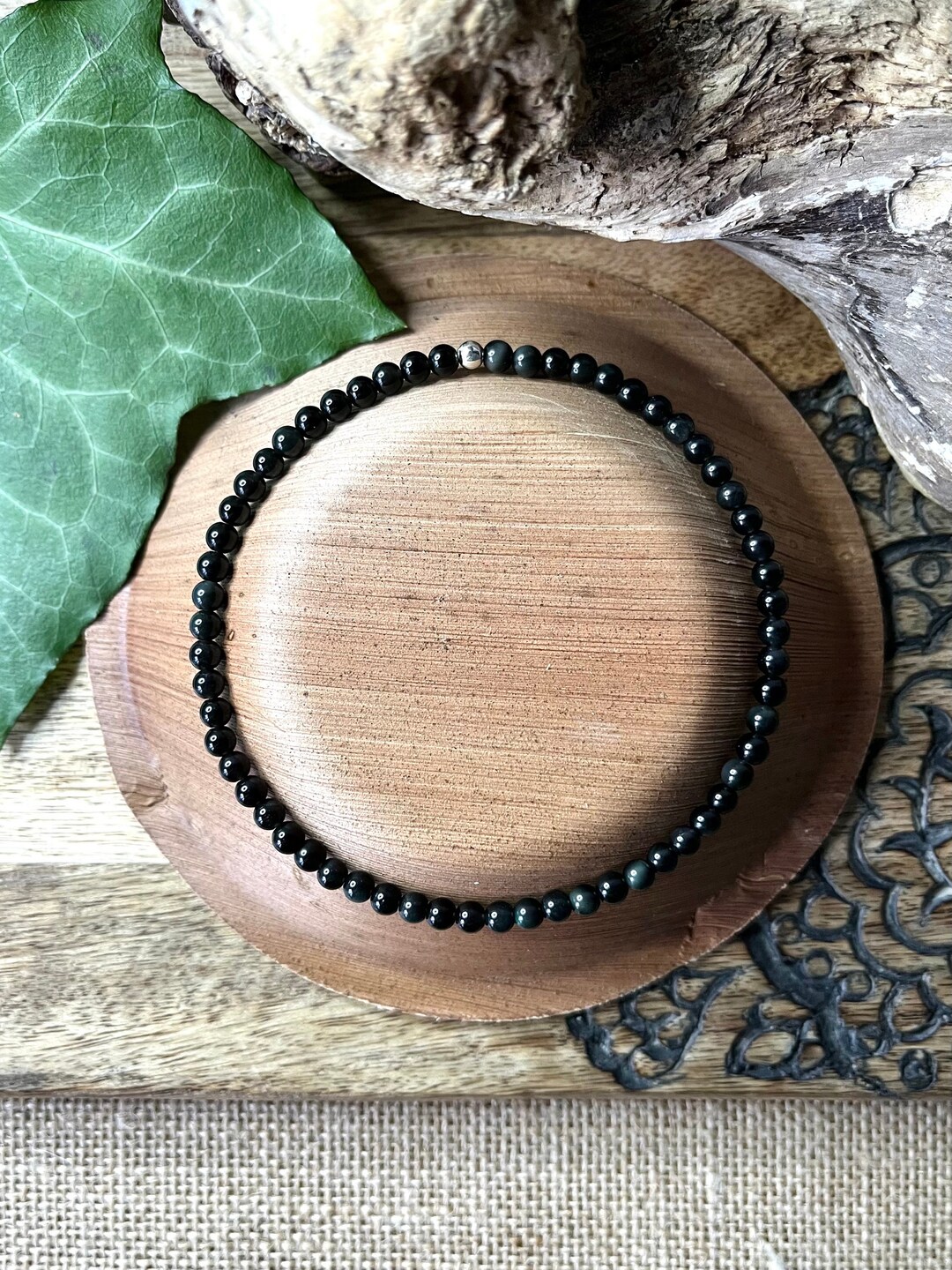 Obsidian Anklet Gemstone Beaded Ankle Bracelet Crystal Healing ...