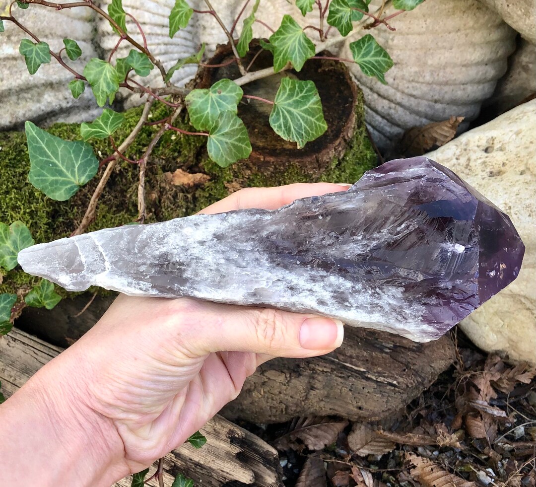 Large Bahia Amethyst Point Elestial Blade Wand 658g Raw Crystal Healing ...