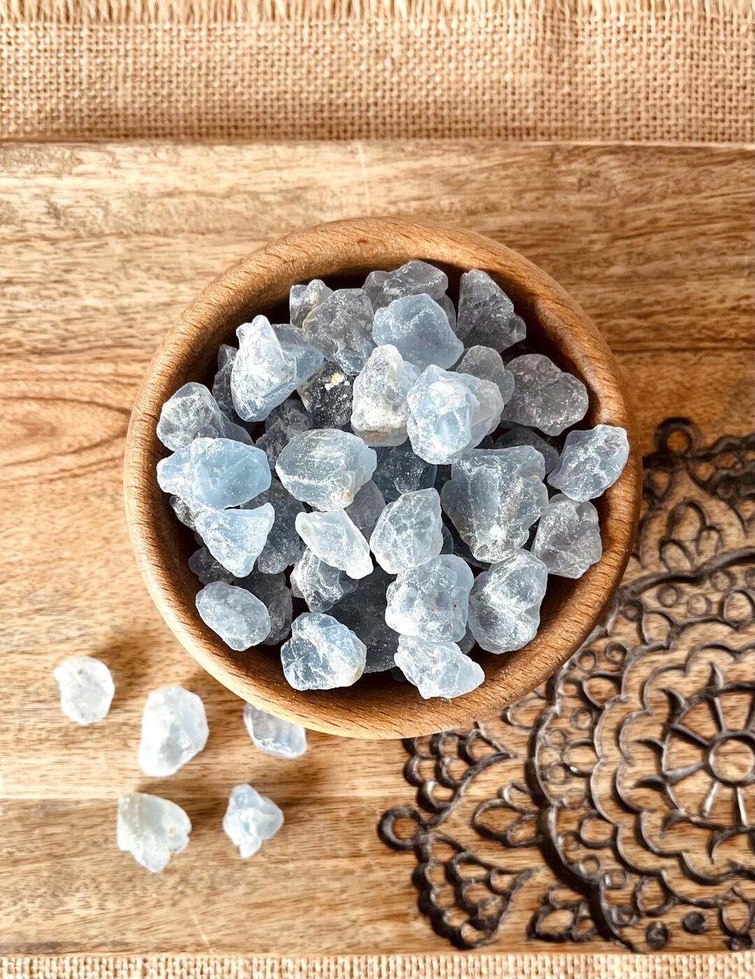 Celestite Crystal 50g X 10 Stones Grids Raw Celestine Gemstone Reiki ...
