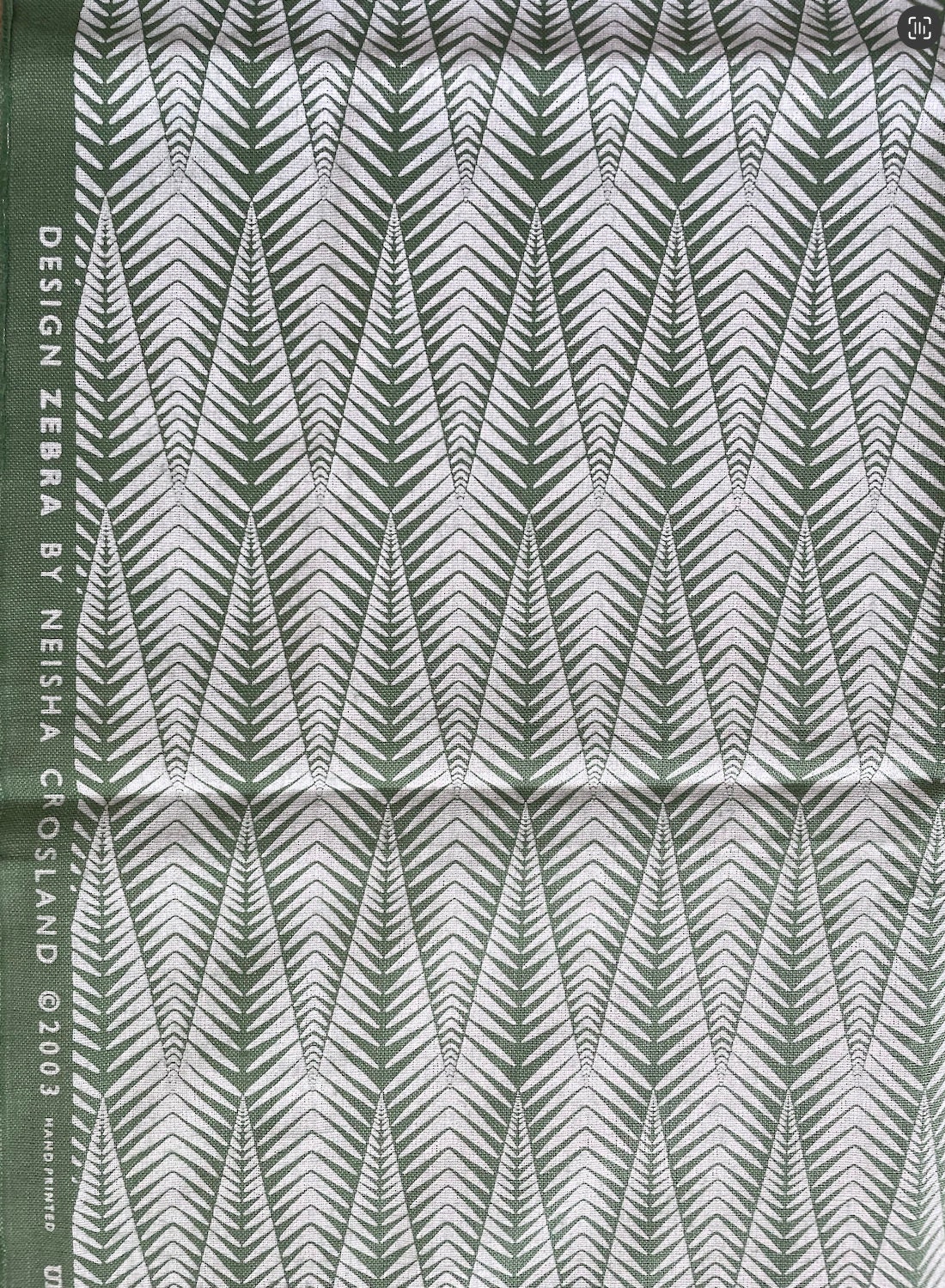 Neisha Crosland Large *remnant* Zebra, Leaf Geometric Print, Green and ...