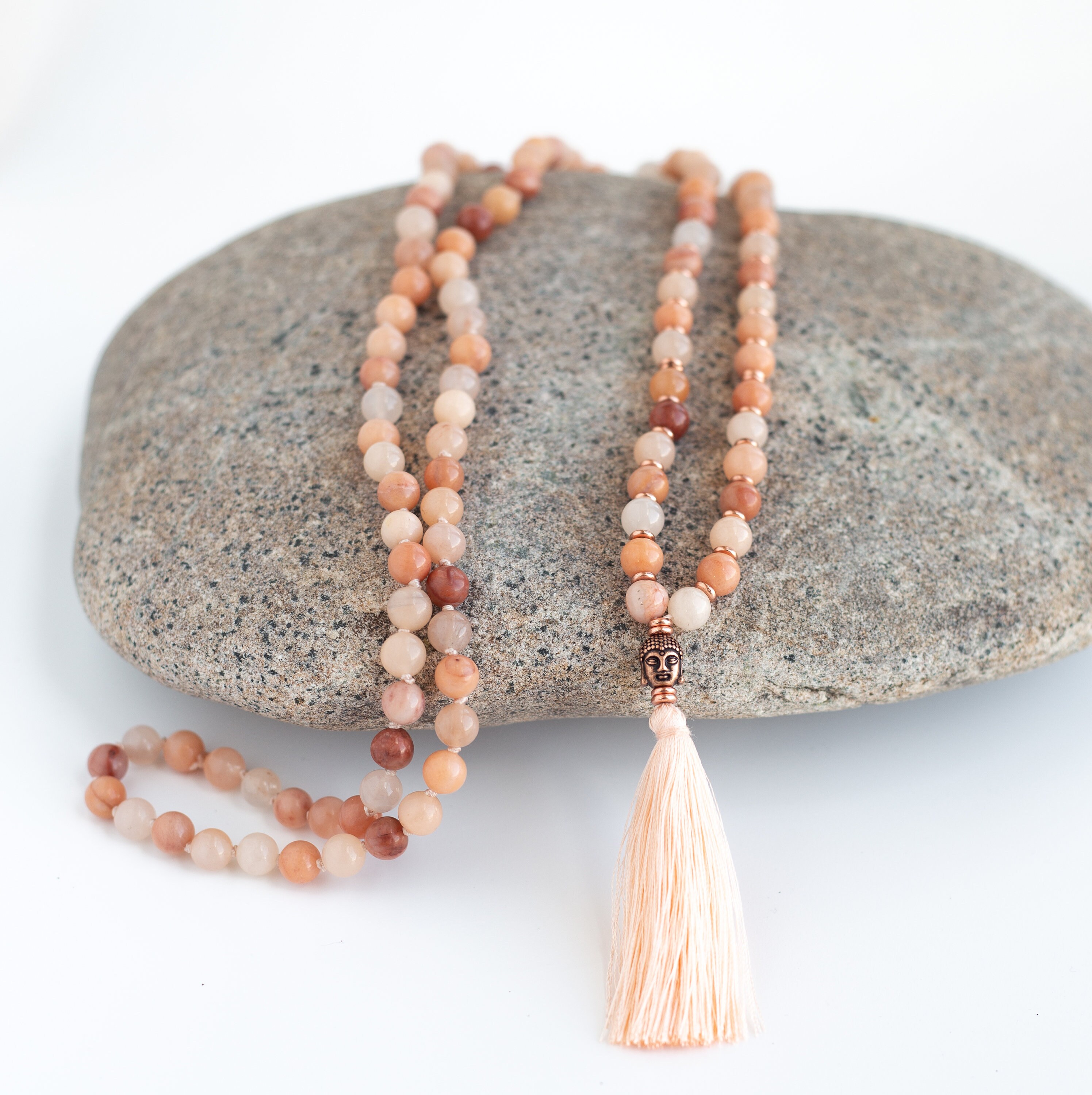 Pink Aventurine & Rose Gold Mala Necklace - Etsy