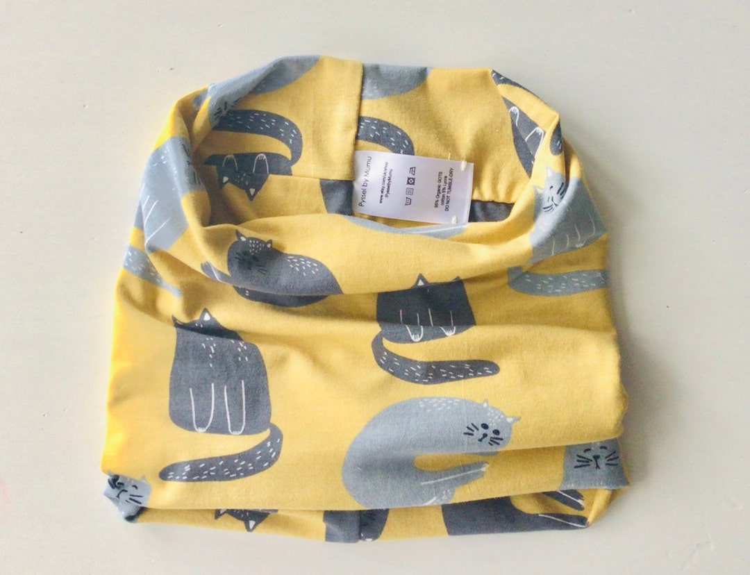 Organic Children’s Snood Yellow/cats/organic Cotton Gift Kids Snood ...