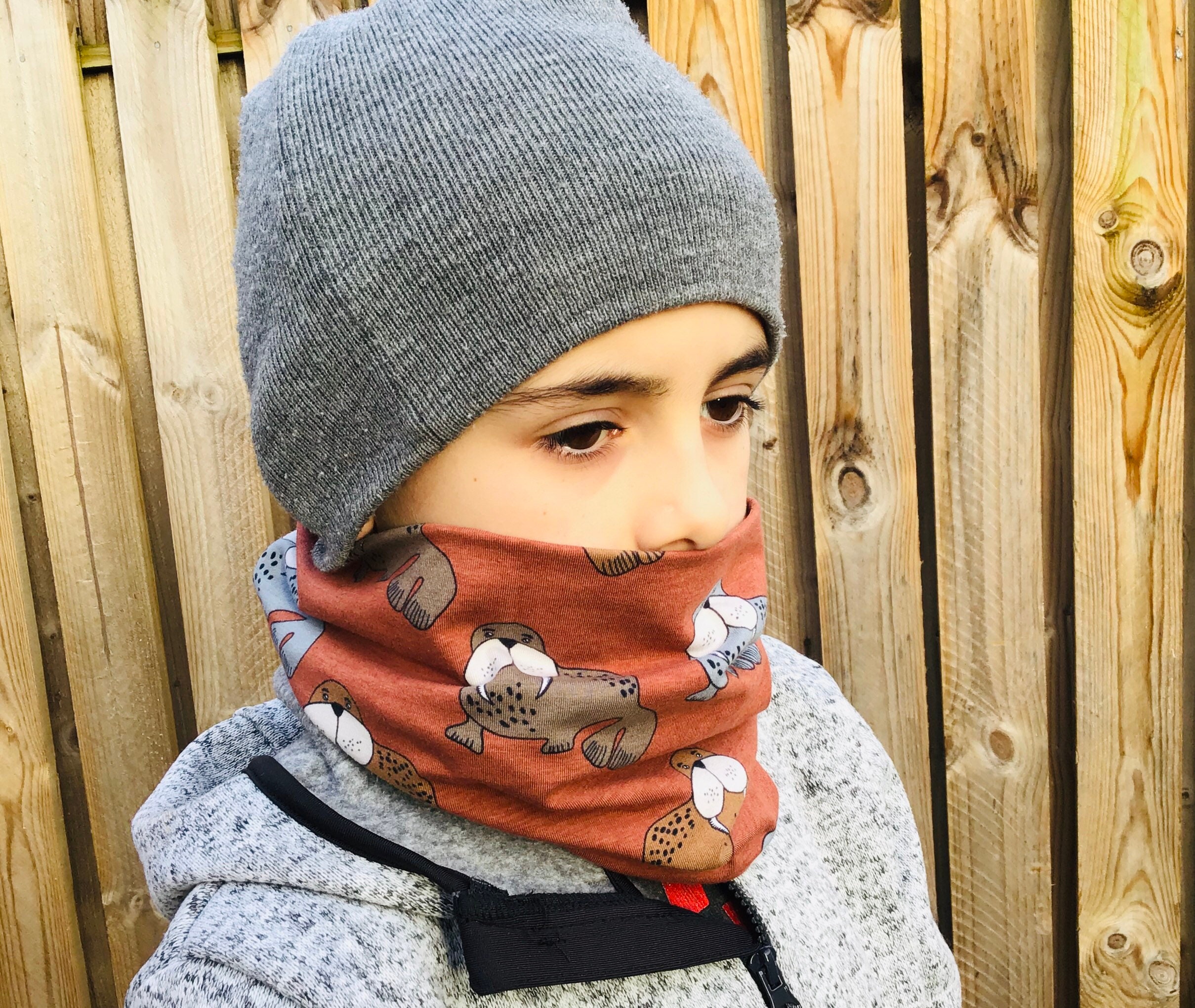 Organic Childrens Snood brown/walrus/ gift for kids/ Kids Snood/Toddler ...