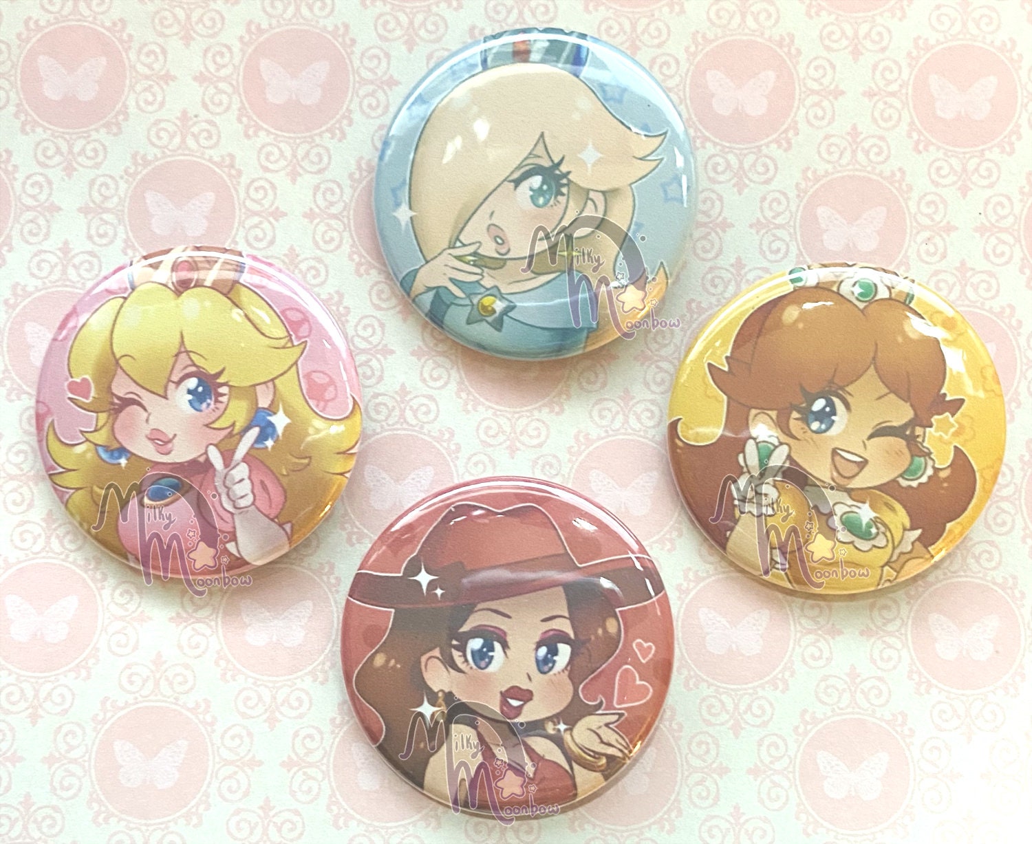 1.5" Princess Peach, Daisy, Rosalina and Pauline Buttons- Super Mario ...