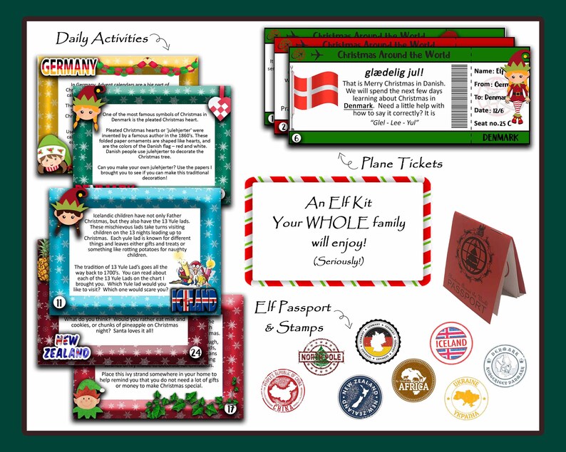 Elf Around the World Kit - 25 Days, Prepped for YOU! *PRINTABLE* - Etsy