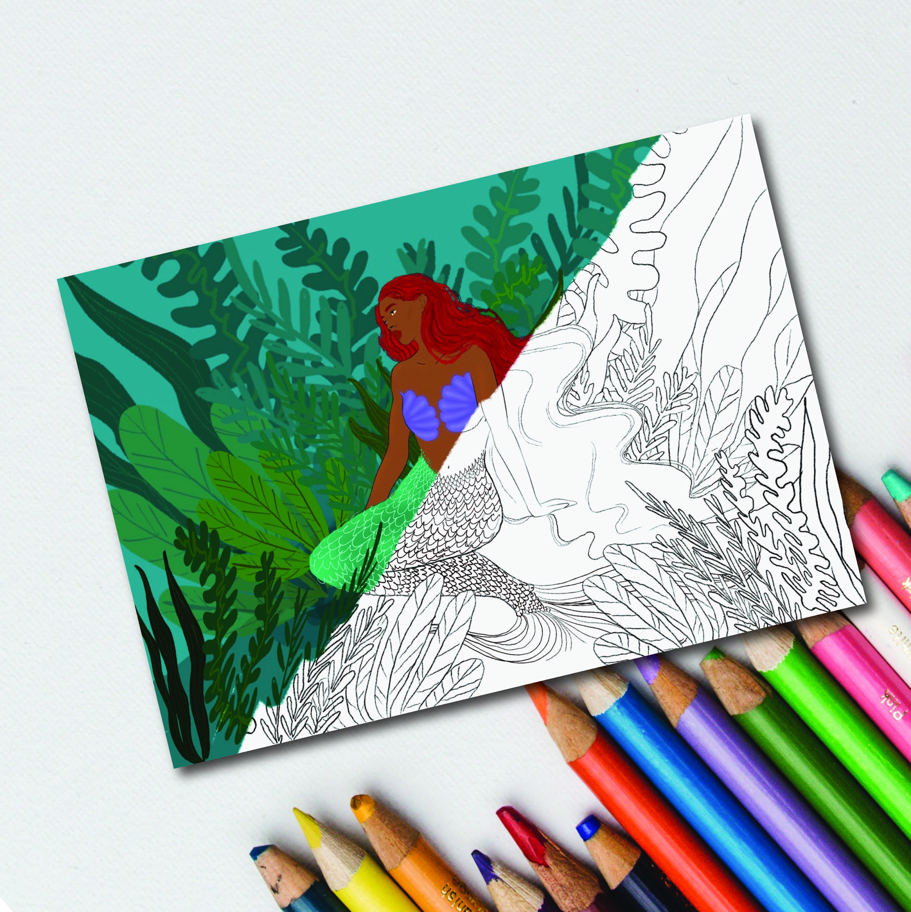 Printable Mermaid Colouring Pages - Underwater Fantasy - Enchanting ...