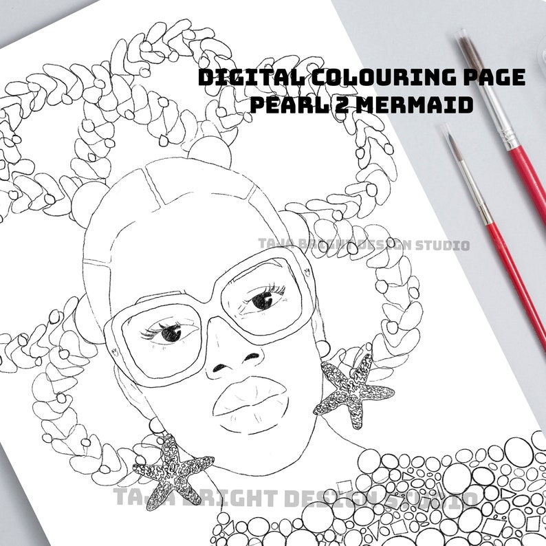 Printable Mermaid Colouring Pages Black Women - Braided Hair ...