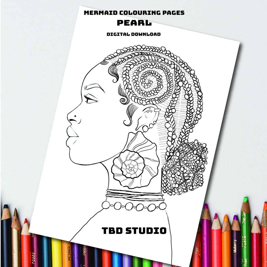 Printable Mermaid Colouring Pages Black Women - Pearl Hairstyle ...