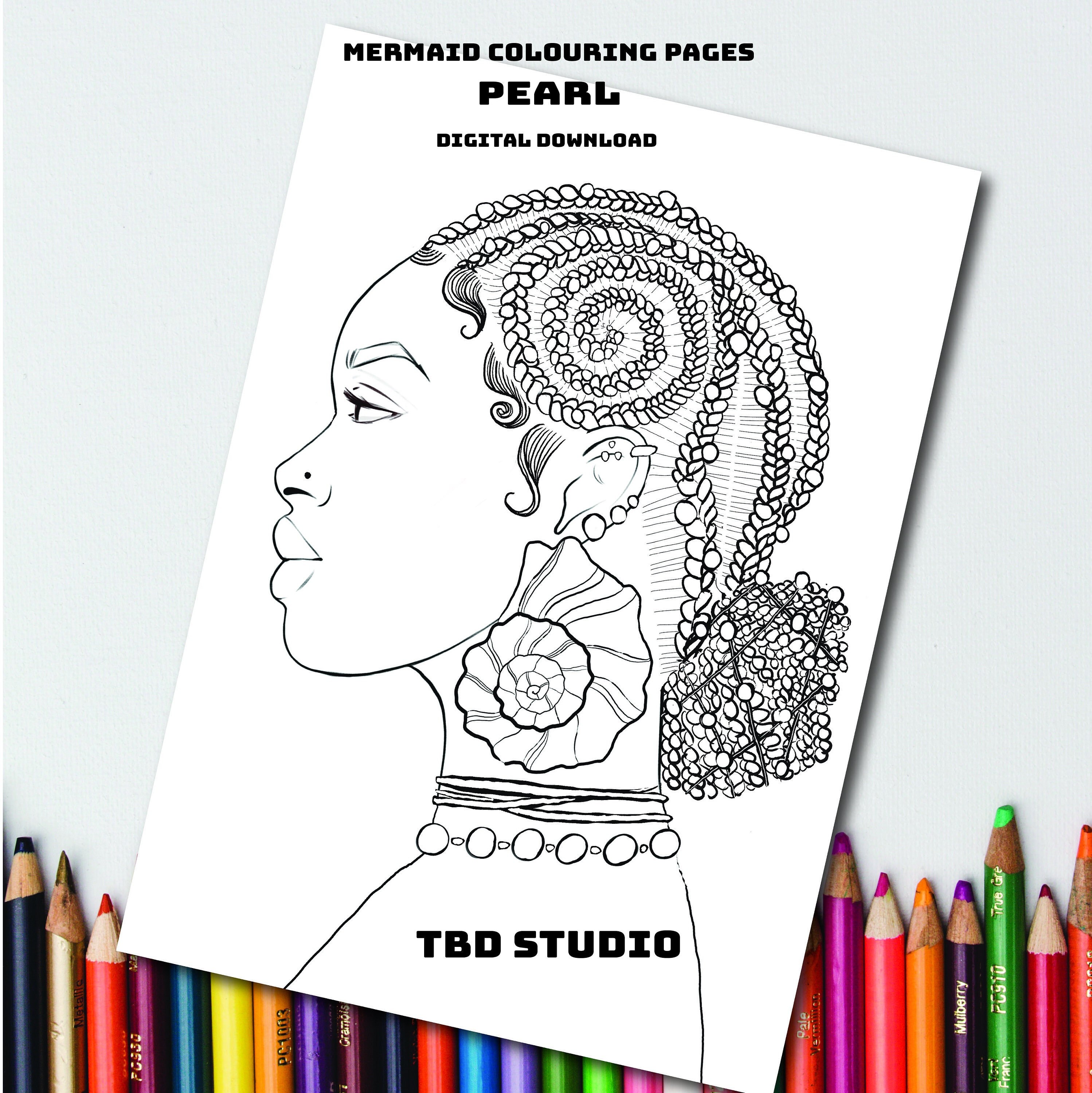 Printable Mermaid Colouring Pages Black Women - Pearl Hairstyle ...