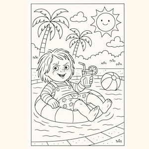 Halloween Summer Coloring Book – Horror Movie Characters in Whimsical ...