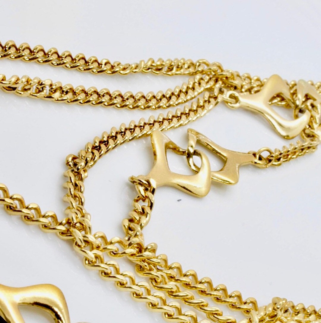 Vintage Signed Monet Long Gold Modernist Chain With Hangtag Multi Wrap ...