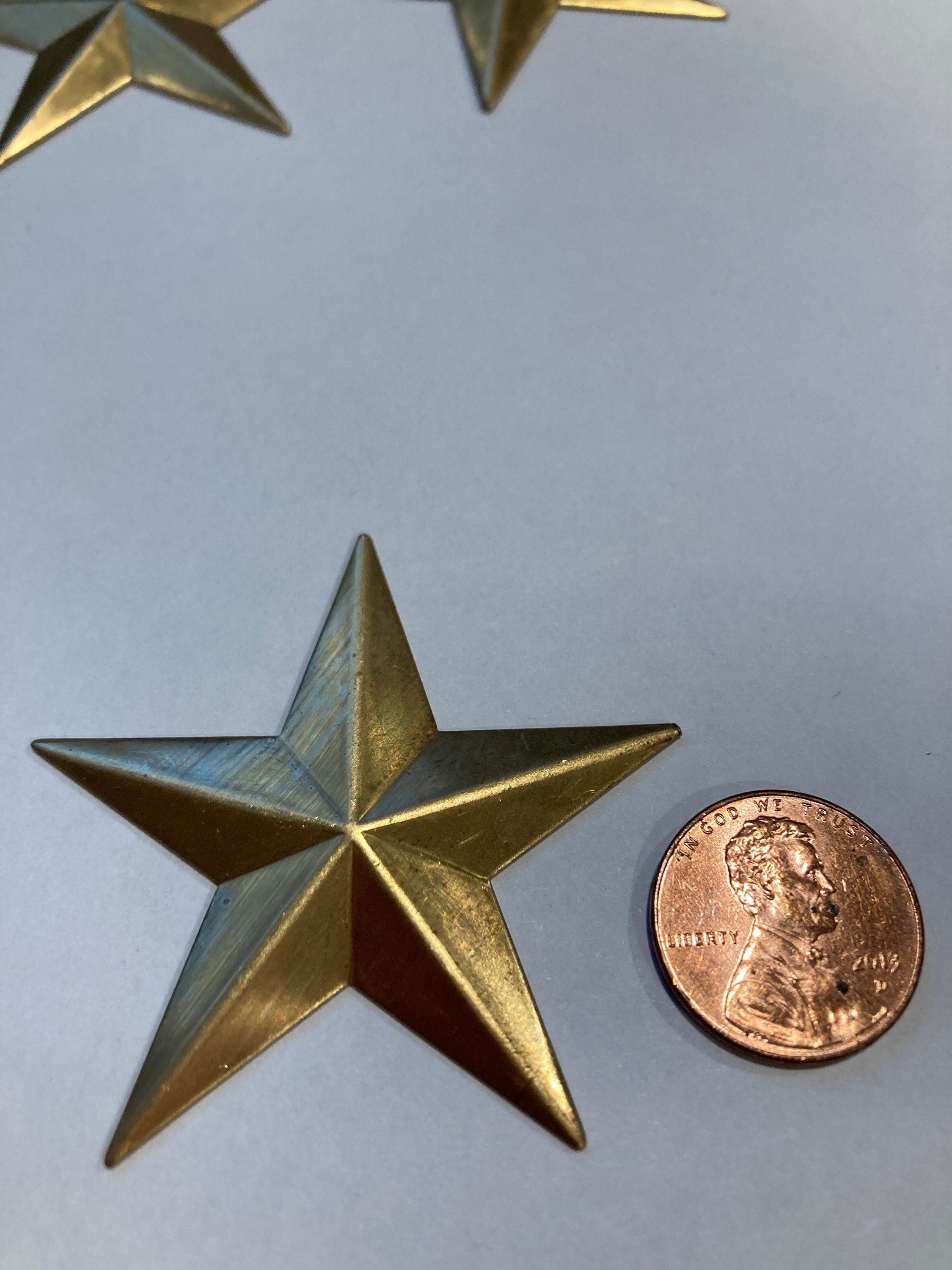 4 Piece 3-dimensional 2 Wide 5 Point Star Raw Brass - Etsy