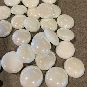 25 or 50 Medium White Opaque OR White Opaque Iridized Glass Gems, Craft ...