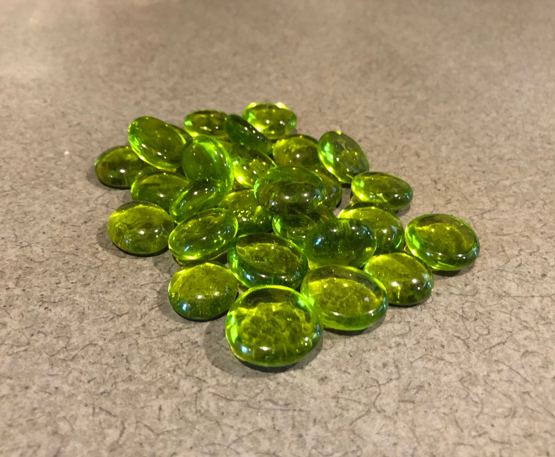 25 Medium, Lime Green Glass Gems, Glass Nuggets, Glass Stones ...