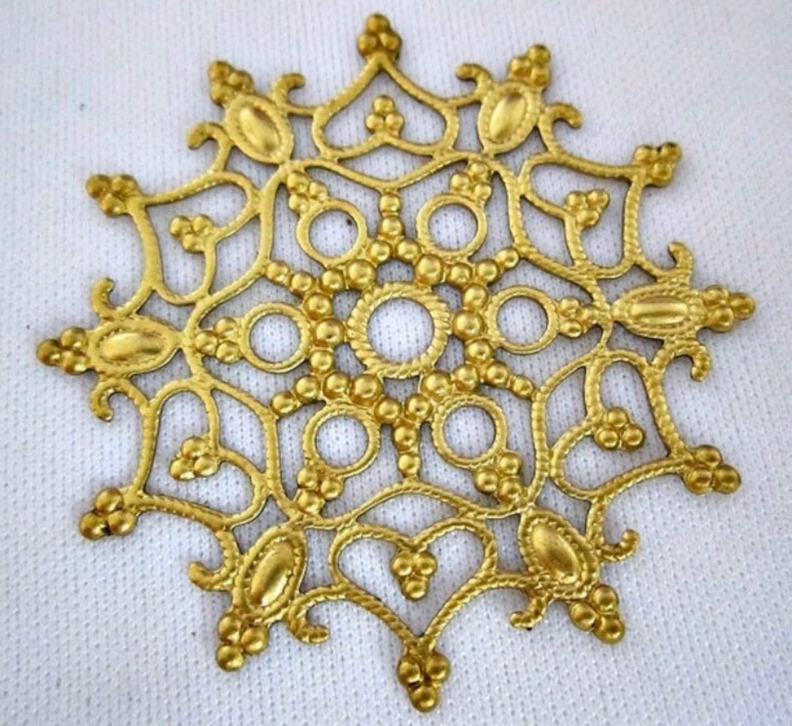 4 Pieces Raw Brass Filigree 2 Ornate Circle - Etsy