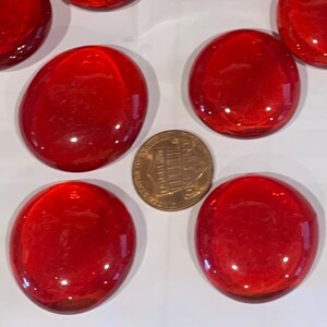 5 Large Red Glass Gems, Christmas Craft Supplies, About 1-3/8" or 36 ...