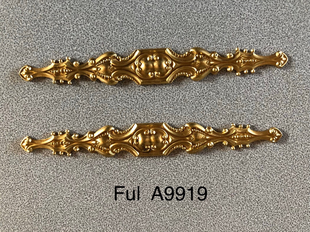 Set of 2 Raw Brass Filigree Bars Victorian Inspired Brass Stamping, 4 1 ...