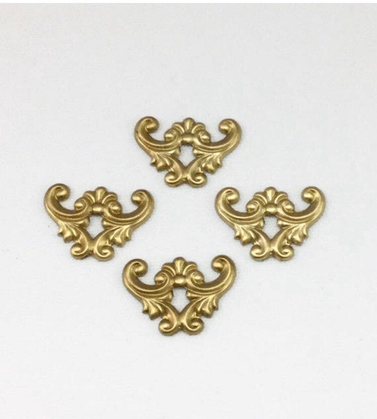 4 Piece Raw Brass Filigree of Victorian Scrolling Brass | Etsy