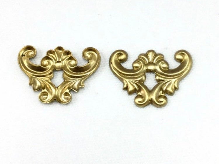 4 Piece Raw Brass Filigree of Victorian Scrolling Brass | Etsy