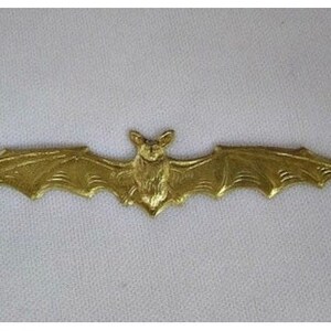 1 Raw Brass, Bat Stamping, 4 3/4 Long X 5/8" Tall, Halloween Finding ...