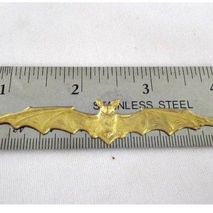 1 Raw Brass, Bat Stamping, 4 3/4 Long X 5/8" Tall, Halloween Finding ...