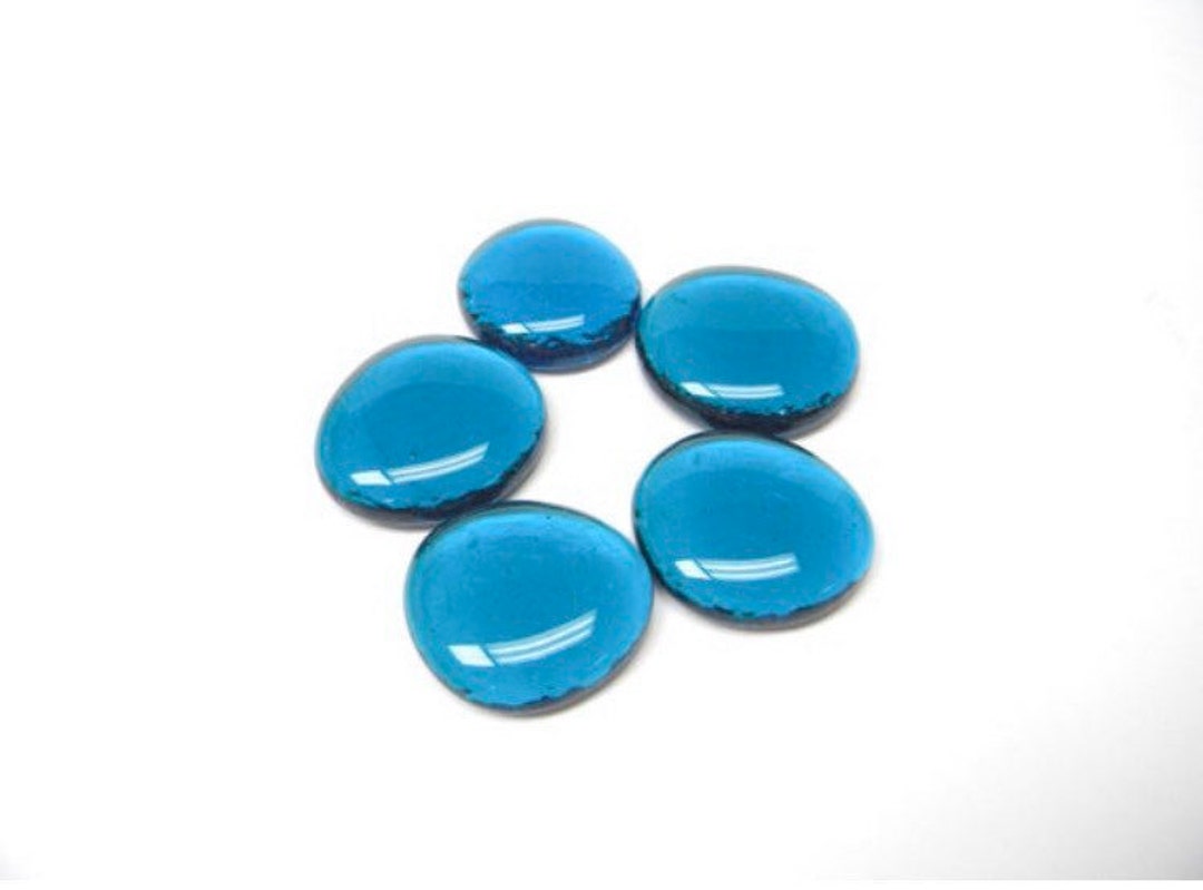 5 Large Teal Translucent Glass Gems Mosaics Craft Supplies - Etsy