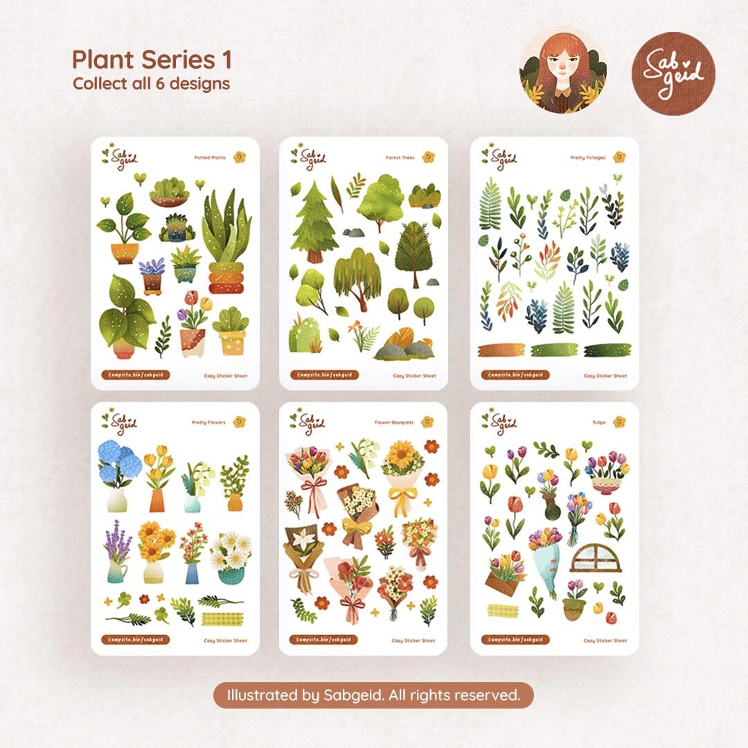 Plants Series Sticker Sheet for Planners, Penpals, Polco Deco, Journals ...