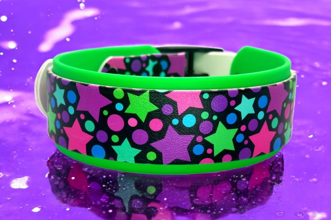 PREMADE 2 Inch Star Pattern UV Print Biothane Dog Collar | 16.5-19.5 ...