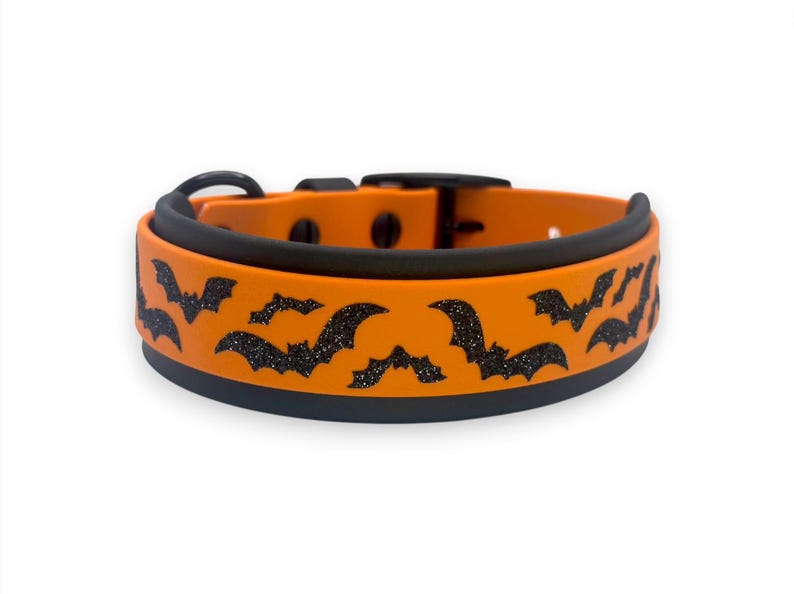 Halloween Glitter Bat Collar | Biothane 1.5 Inch Dog Collar | Glitter ...