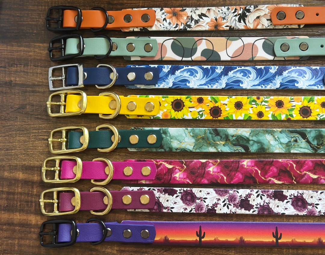 PREMADE 1" With 3/4" Taper UV Printed Biothane Dog Collar | Adjustable ...