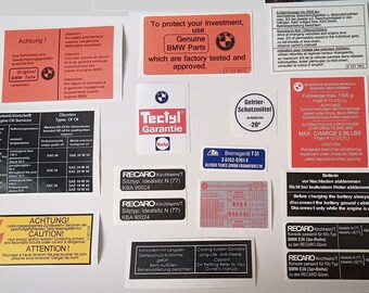 BMW E10 2002 Stickers Decals Restoration Engine Bay - Etsy