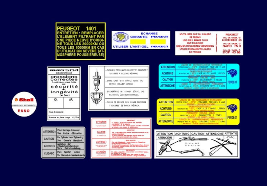Peugeot 504 Stickers Decals Restoration Engine Bay - Etsy