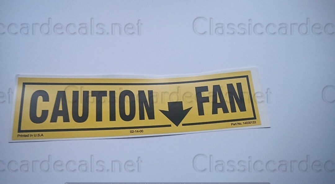 CAUTION Fan Decal IMPALA 58 59 60 61 62 63 64 65 66 67 68 69 SS 327 396 ...