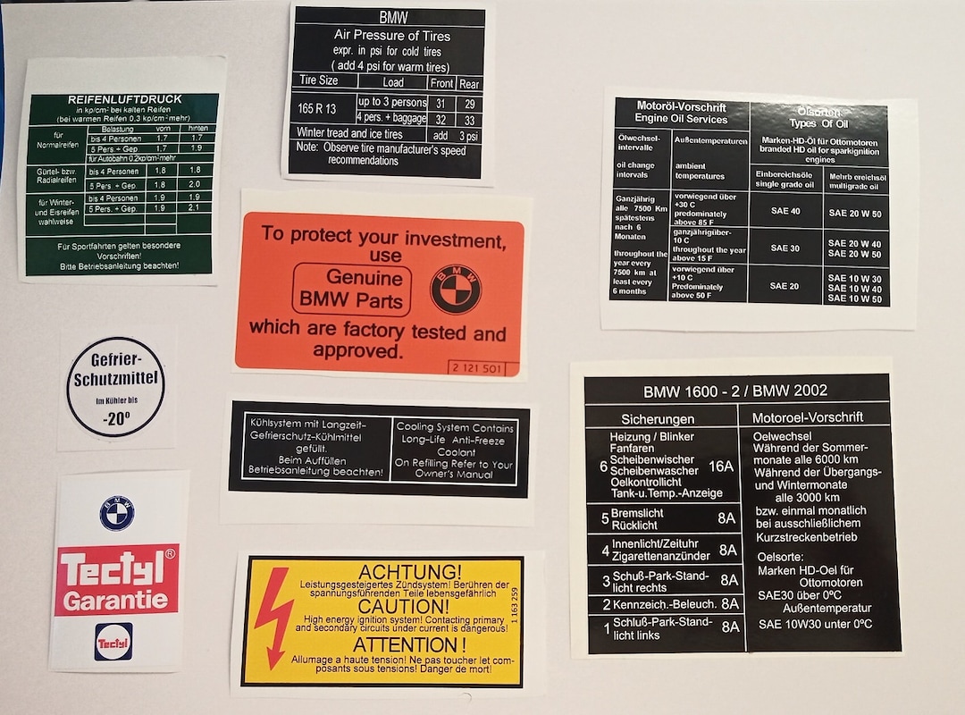 BMW E10 2002 Stickers Decals Restoration Engine Bay - Etsy