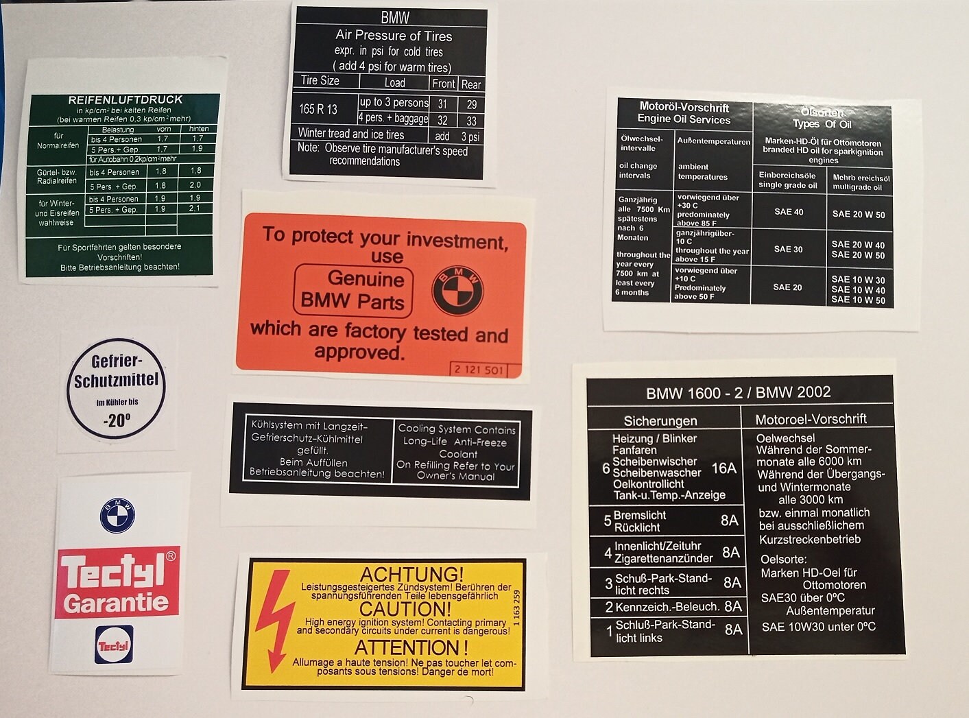 BMW E10 2002 Stickers Decals Restoration Engine Bay - Etsy