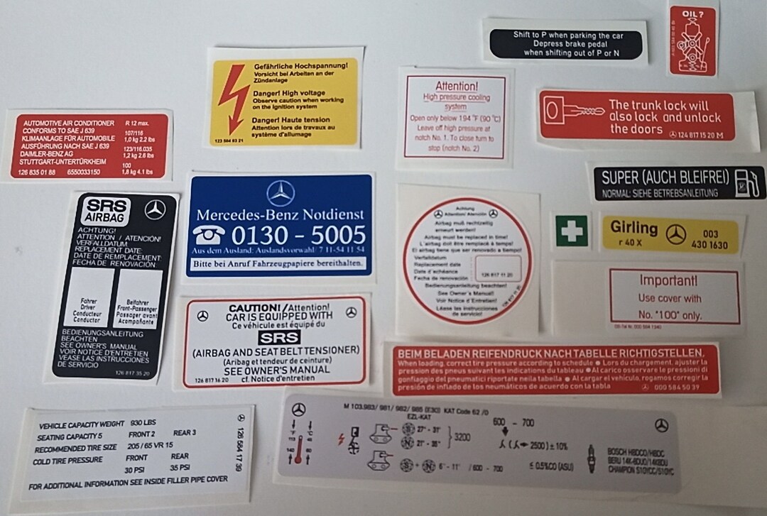 Mercedes-benz W126 Stickers Decals Restoration Engine Bay - Etsy