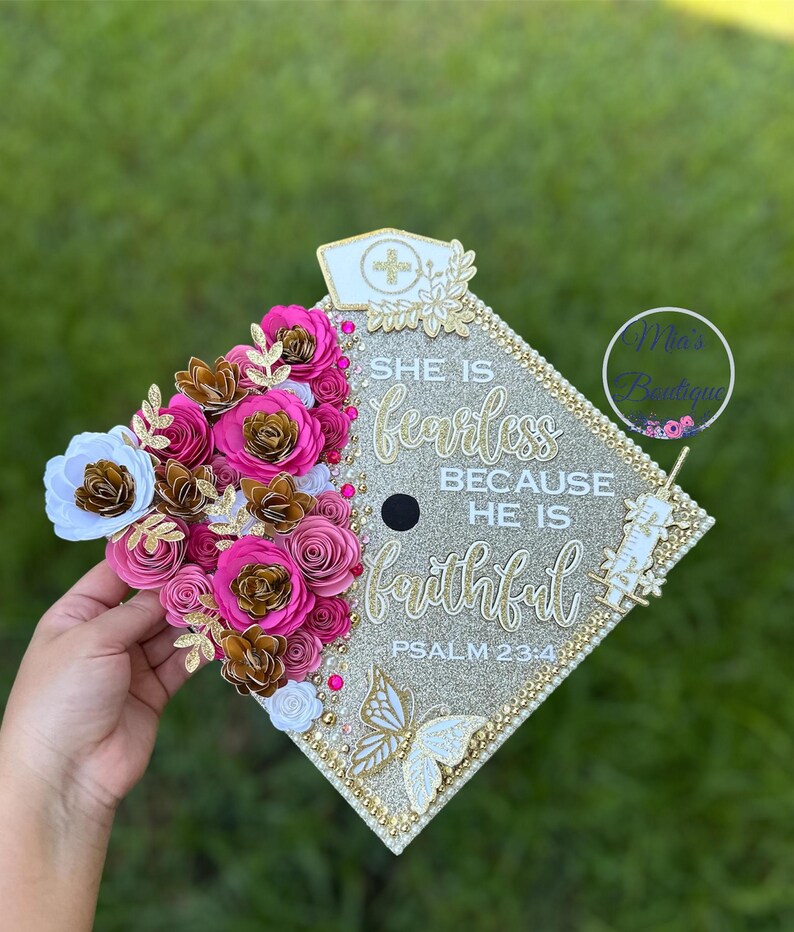 Custom Personalized Graduation Cap Topper Nurse Pink Floral - Etsy