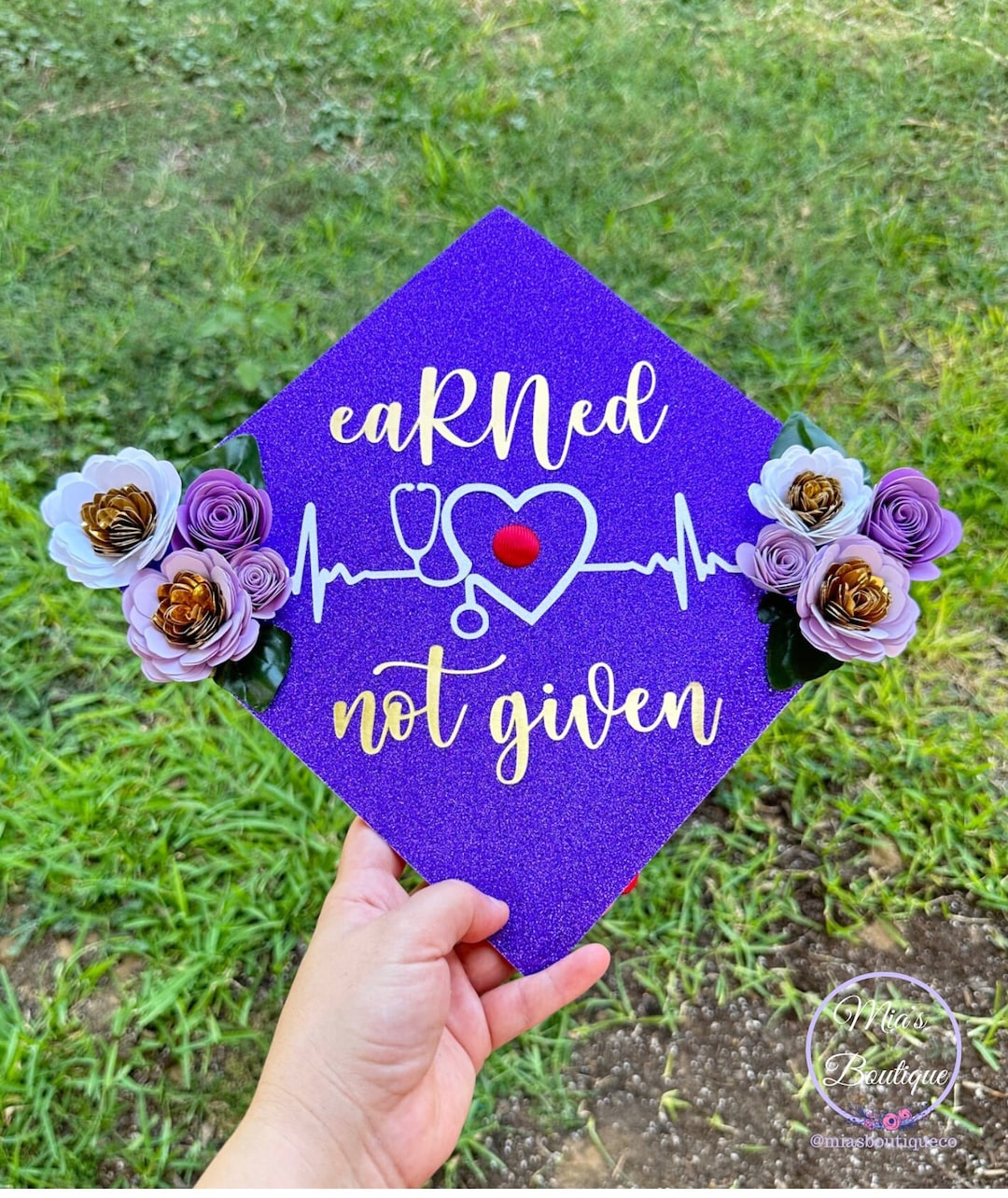 Nurse Graduation Cap Topper: Purple Floral, Custom Handmade - Etsy