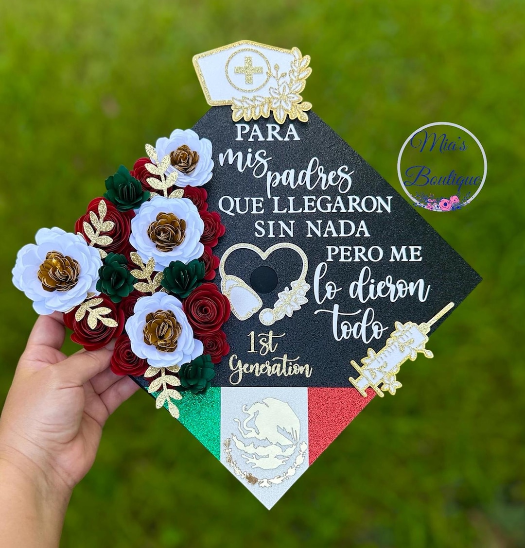 Custom Personalized Mexico Graduation Cap Topper Floral Sunflowers Para ...